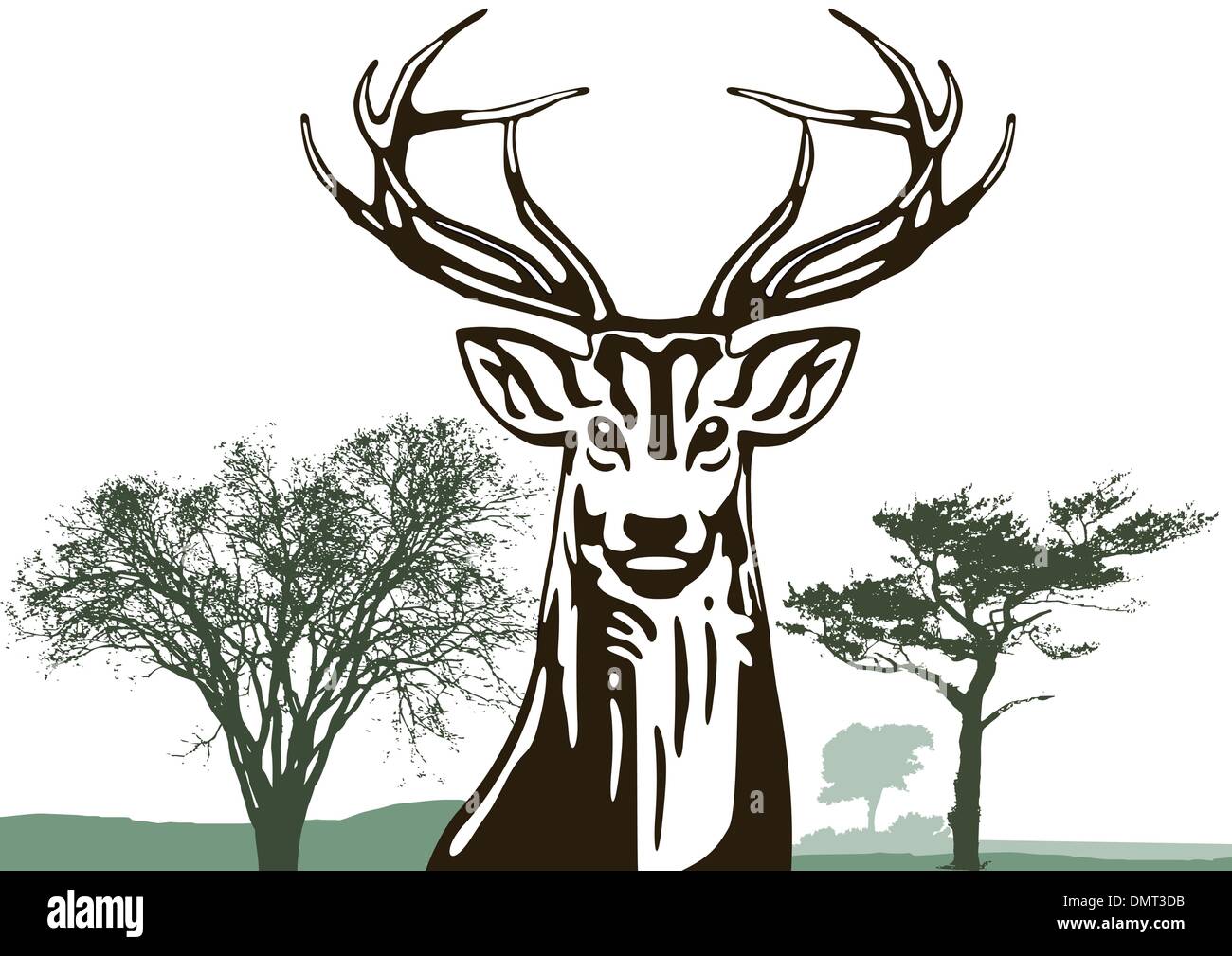 Deer with trees Stock Vector Image & Art - Alamy