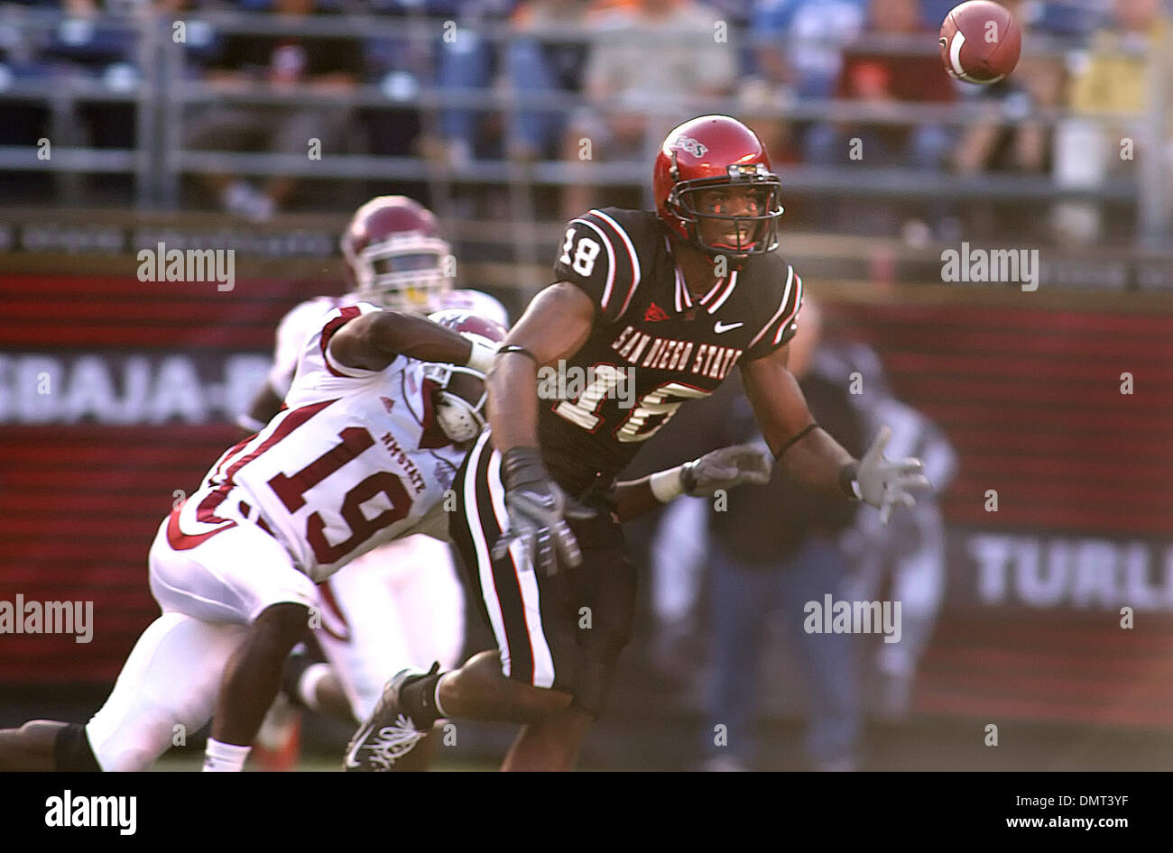 San Diego State Aztecs Roberto Wallace is unable to bring down a pass ...