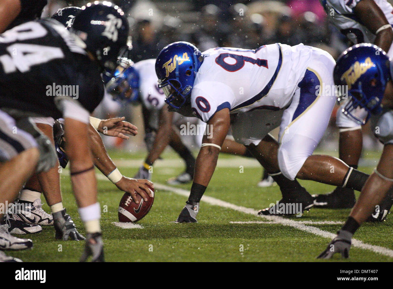 Tulsa defensive lineman Odrick Ray (90) waiting for the snap of the ...