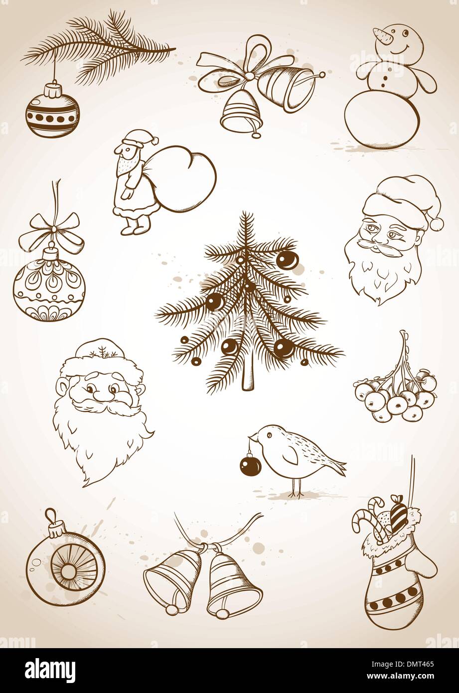 Christmas tree branch doodle Stock Vector Images - Alamy