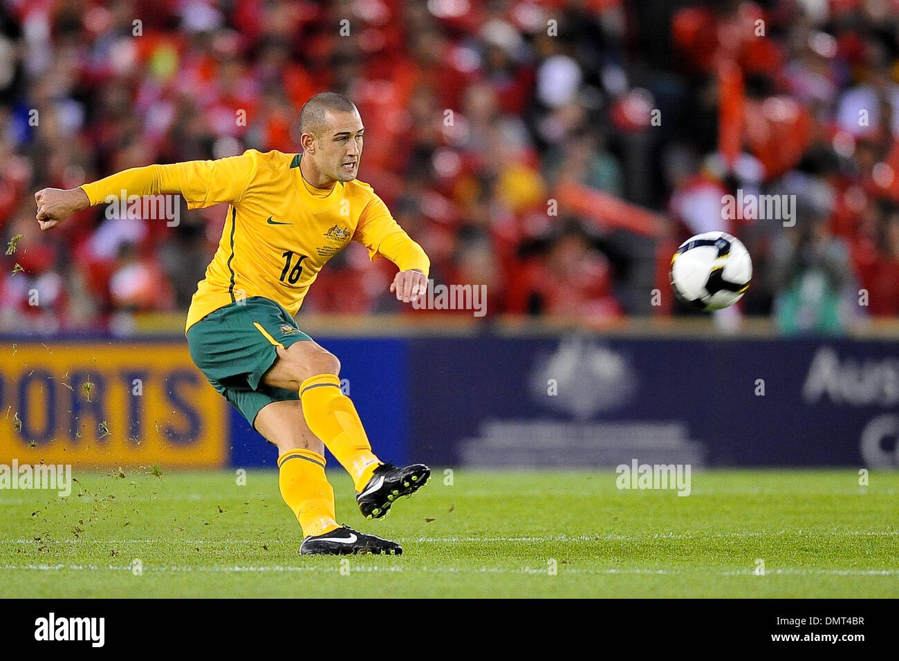 MELBOURNE, AUSTRALIA - OCTOBER 14: Carl Valeri from Australia kicks the ...
