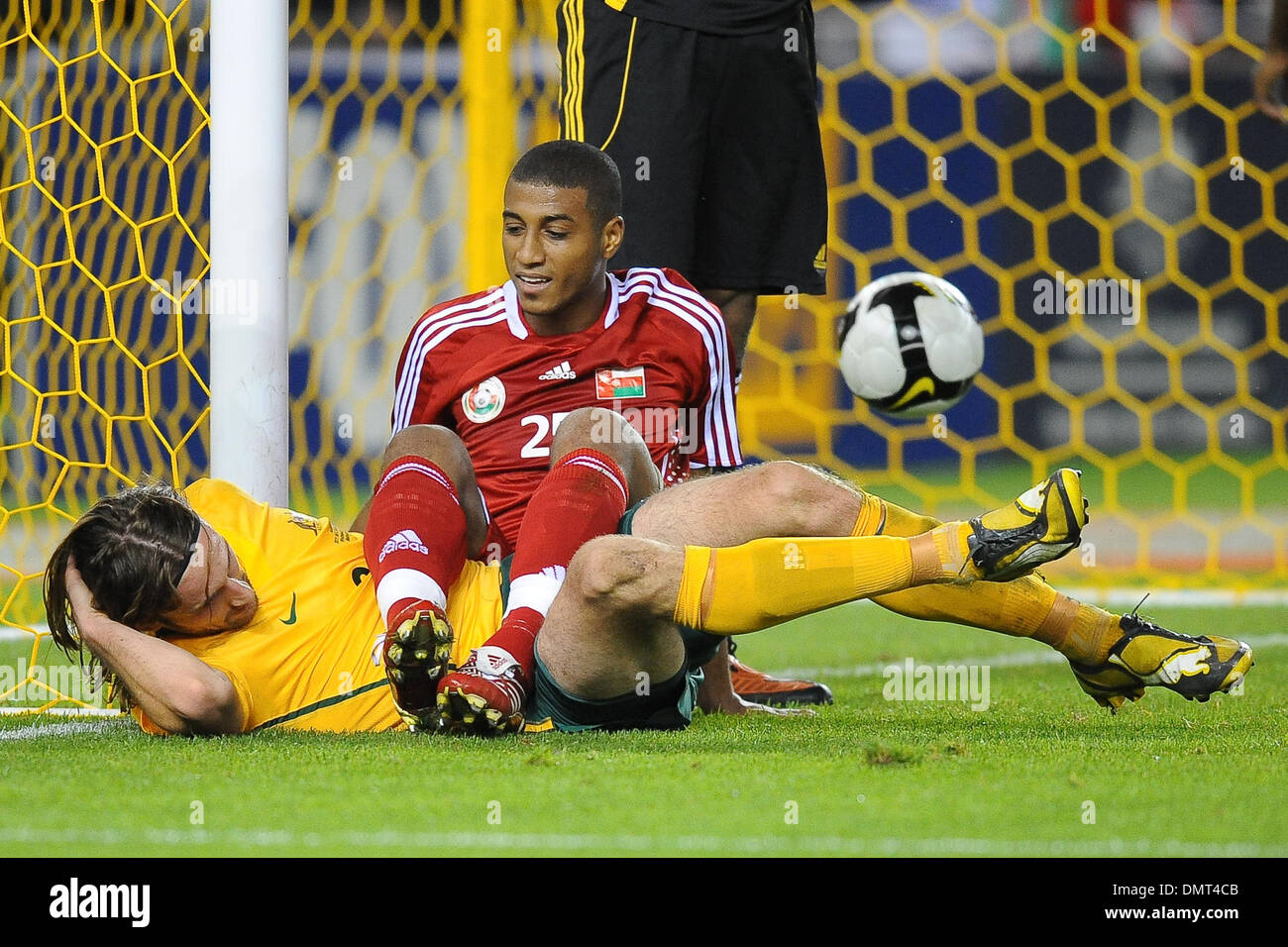 MELBOURNE, AUSTRALIA - OCTOBER 14: Joshua Kennedy from Australia is sat ...