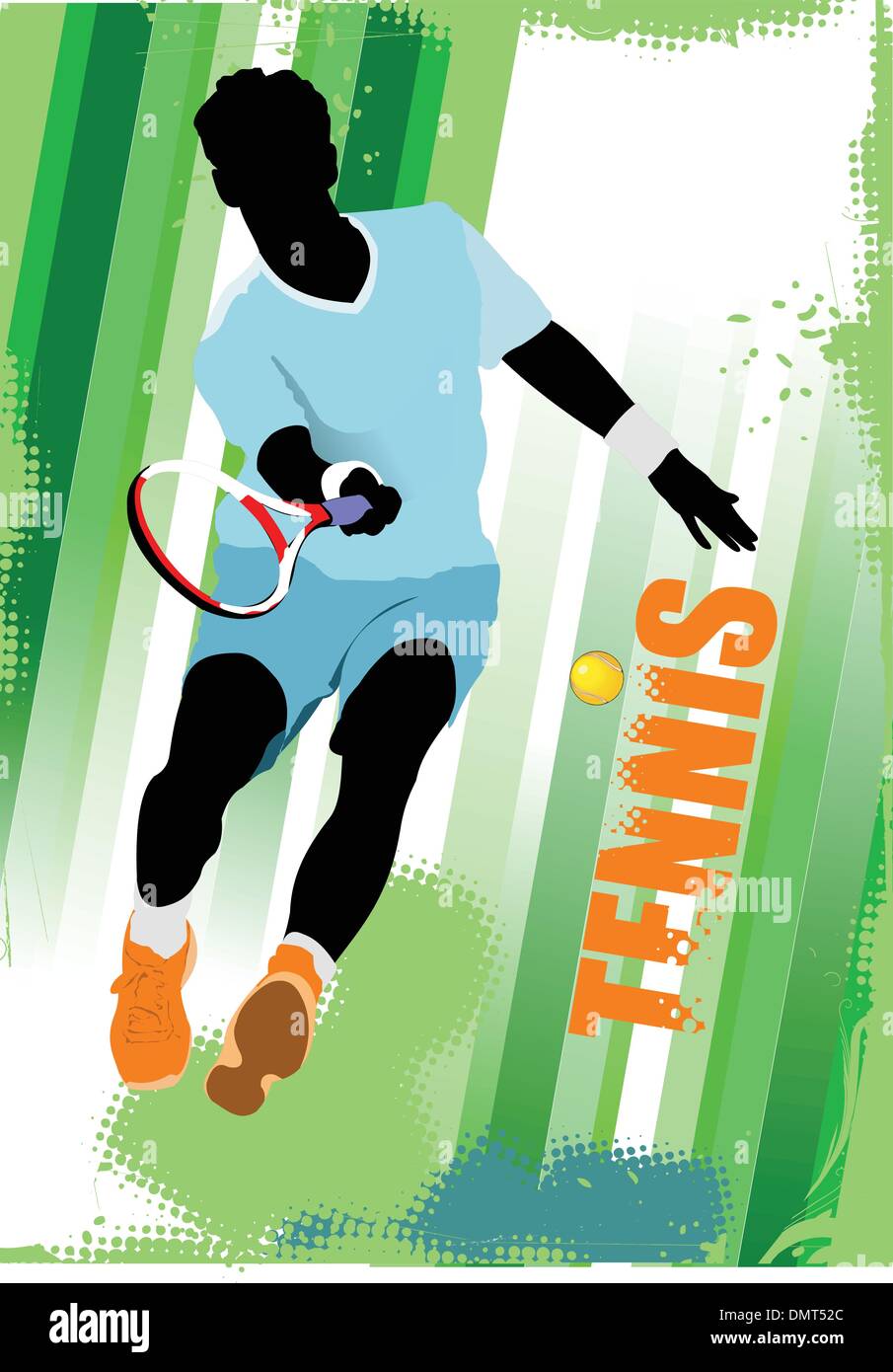 Tennis player poster. Colored Vector illustration for designers Stock ...