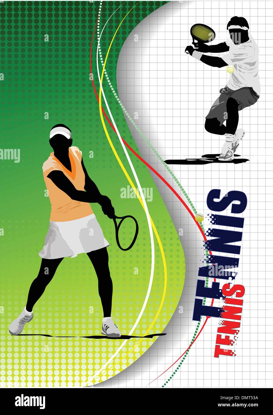Tennis player poster. Colored Vector illustration for designers Stock ...