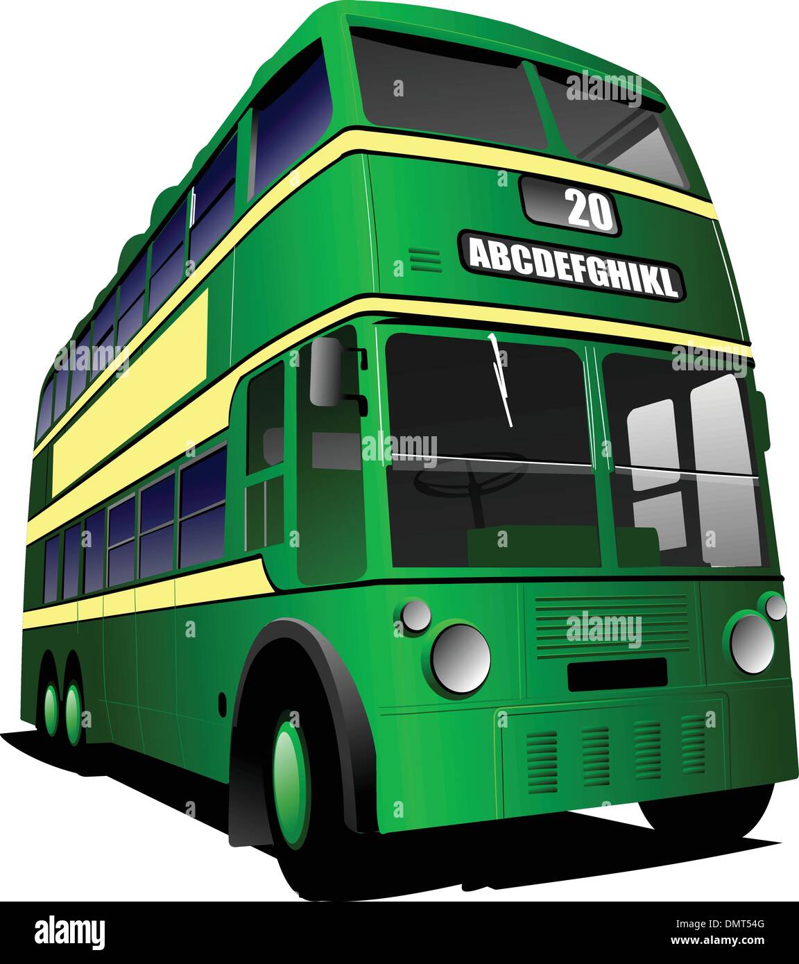Eps 10 Vintage green bus illustration, isolated on white. Vector Stock ...