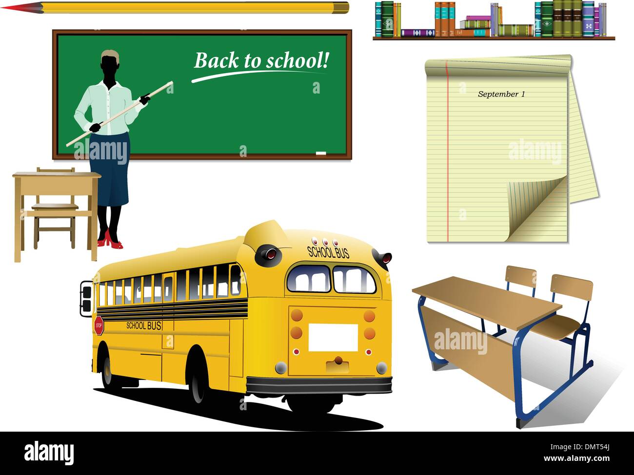 Child at desk Stock Vector Images - Alamy