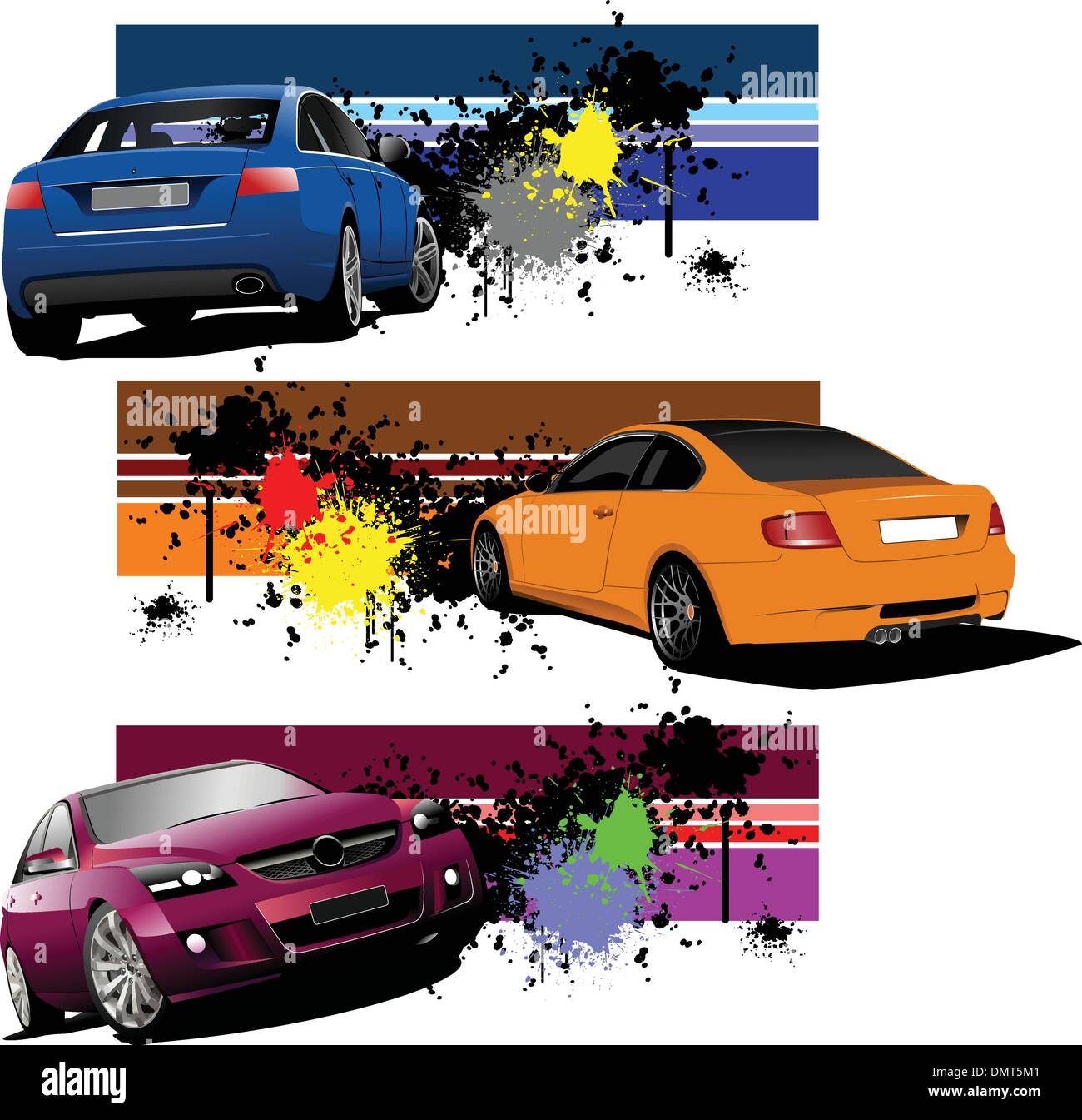 Three grunge Banners with cars. Vector illustration Stock Vector Image ...