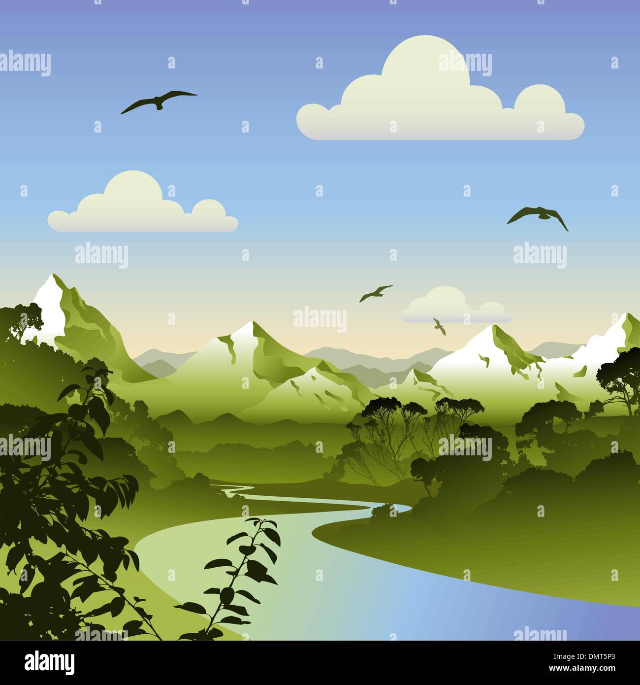 Rain clouds landscape Stock Vector Images - Alamy