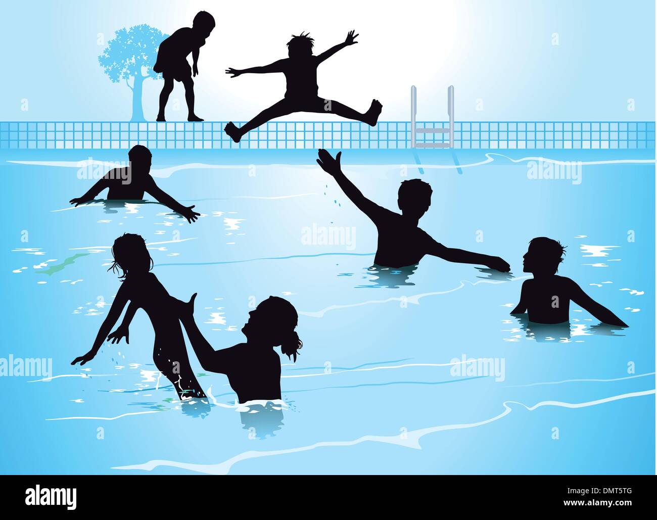 Friends swimming outdoors Stock Vector Images - Alamy