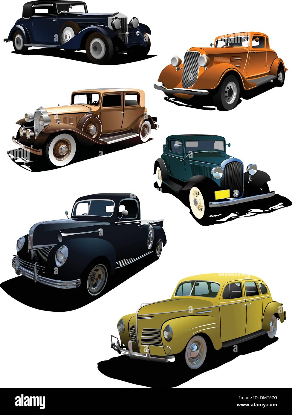 Six old cars. Vector illustration Stock Vector Image & Art - Alamy