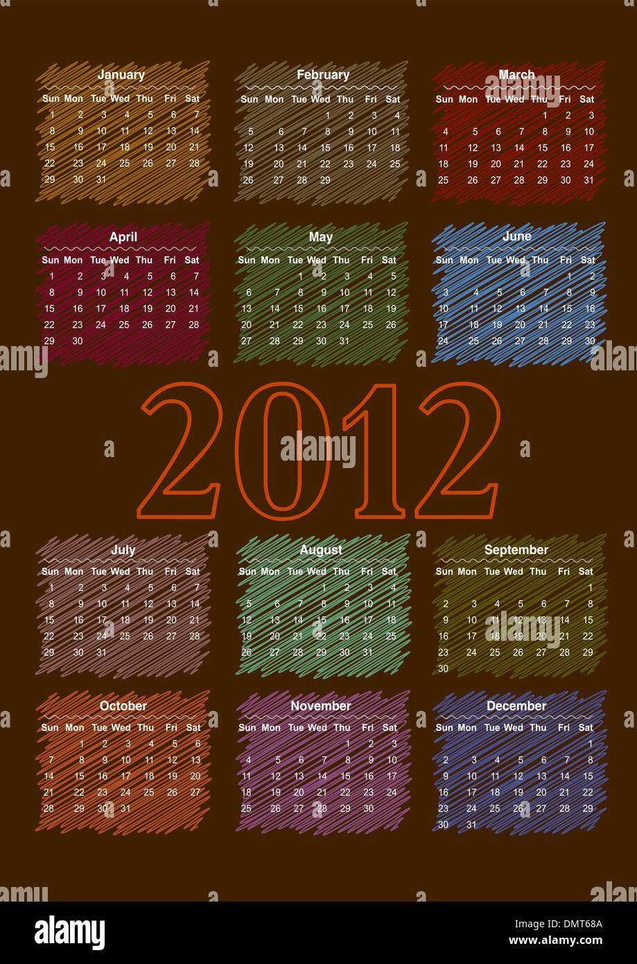 2012 calendar Stock Vector Images - Alamy