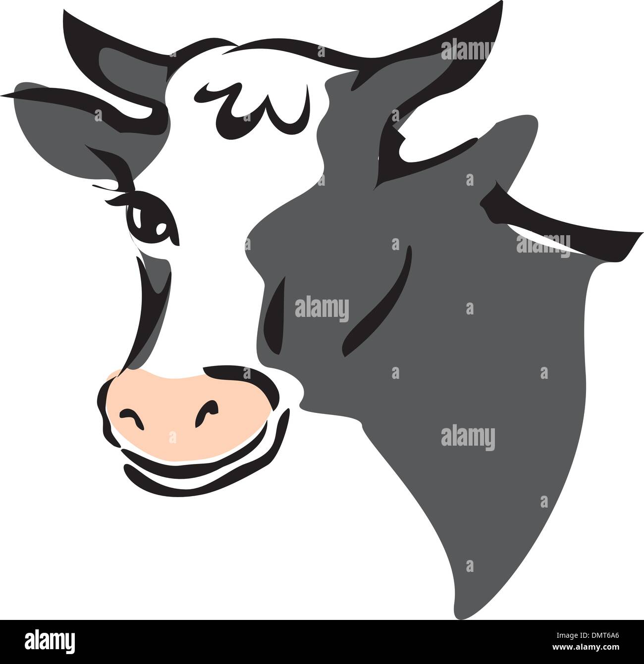 Portrait black cow white Stock Vector Images - Alamy
