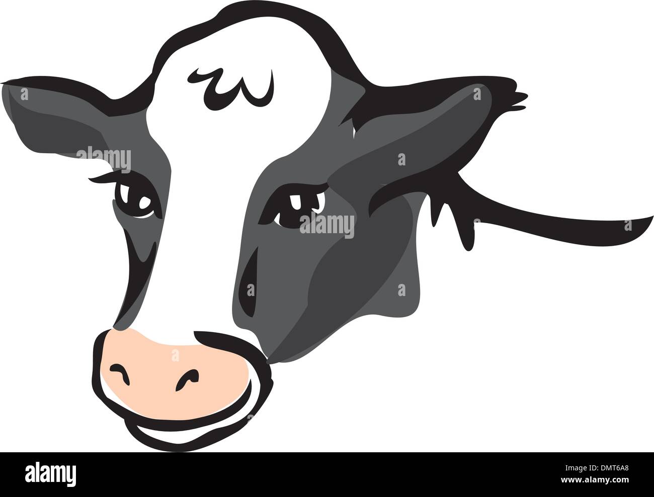 Portrait black cow white Stock Vector Images - Alamy