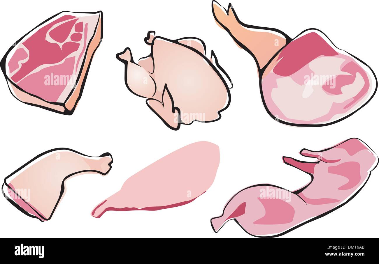 Cartoon cuts meat meat food Cut Out Stock Images & Pictures - Alamy