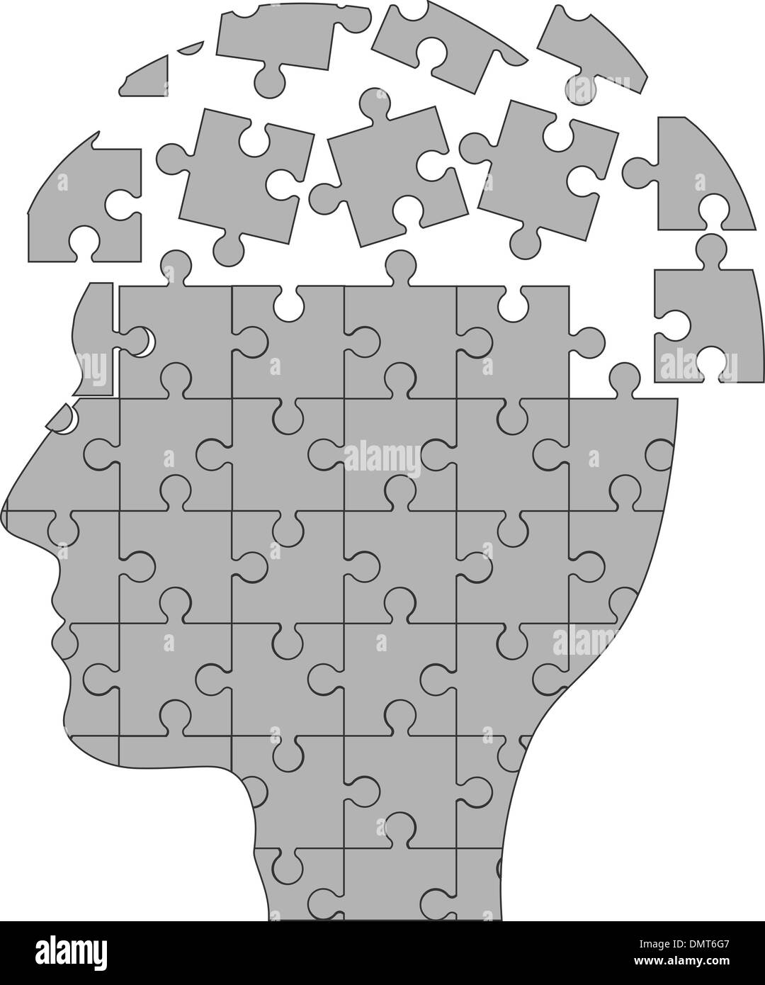 Head with puzzle pieces Stock Vector Images - Alamy