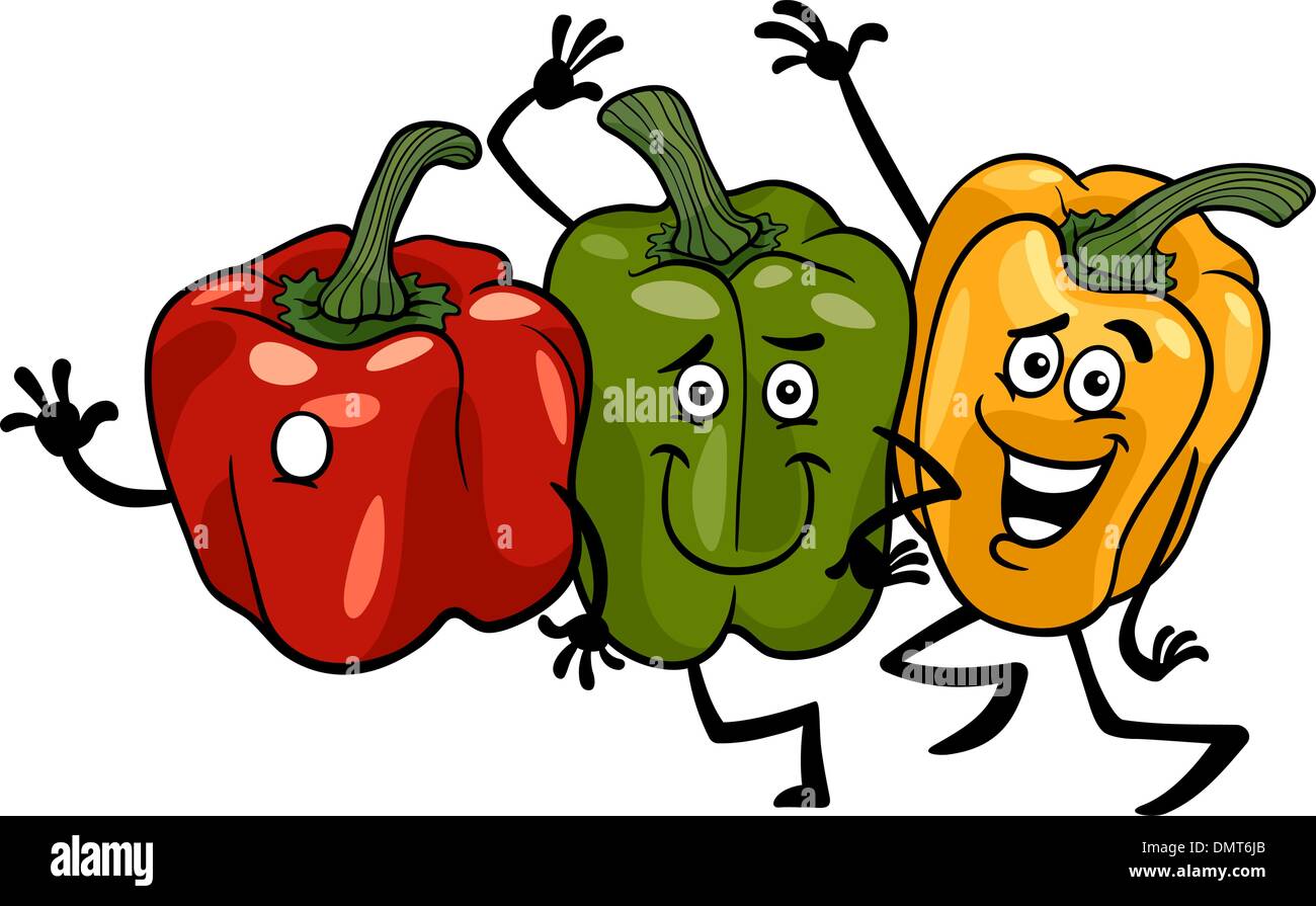peppers vegetables group cartoon illustration Stock Vector Image & Art ...