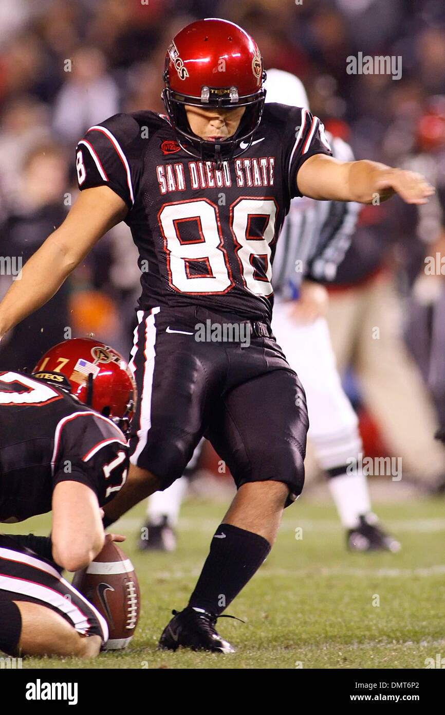 San Diego State Aztec Lane Yoshida kicks an extra point during first ...