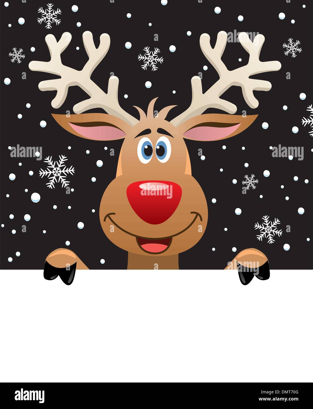 rudolph deer holding blank paper for your text Stock Vector Image & Art ...