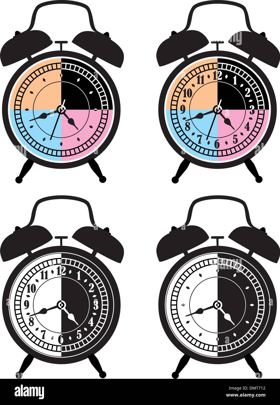 retro alarm clocks Stock Vector Image & Art - Alamy
