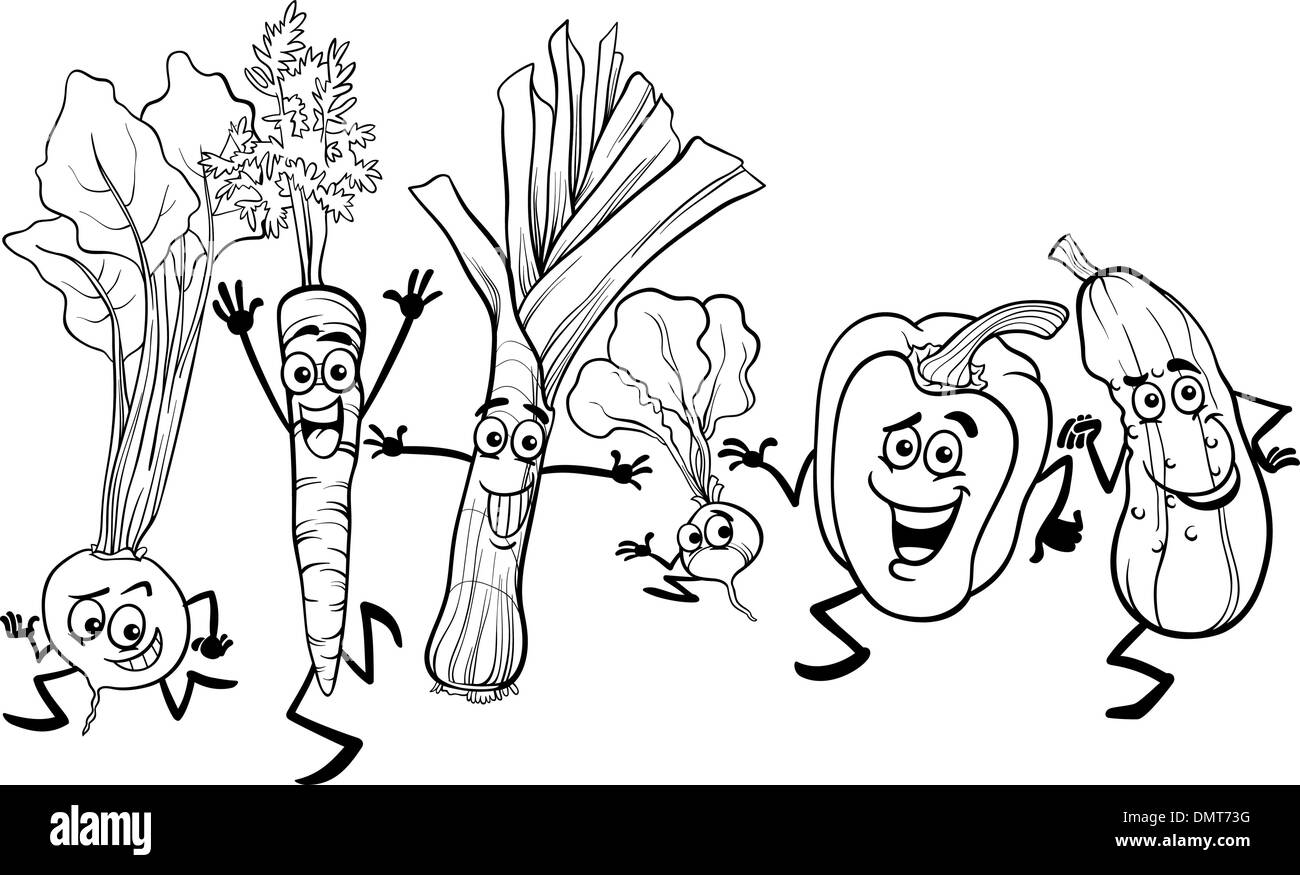 running vegetables cartoon for coloring Stock Vector Image & Art - Alamy
