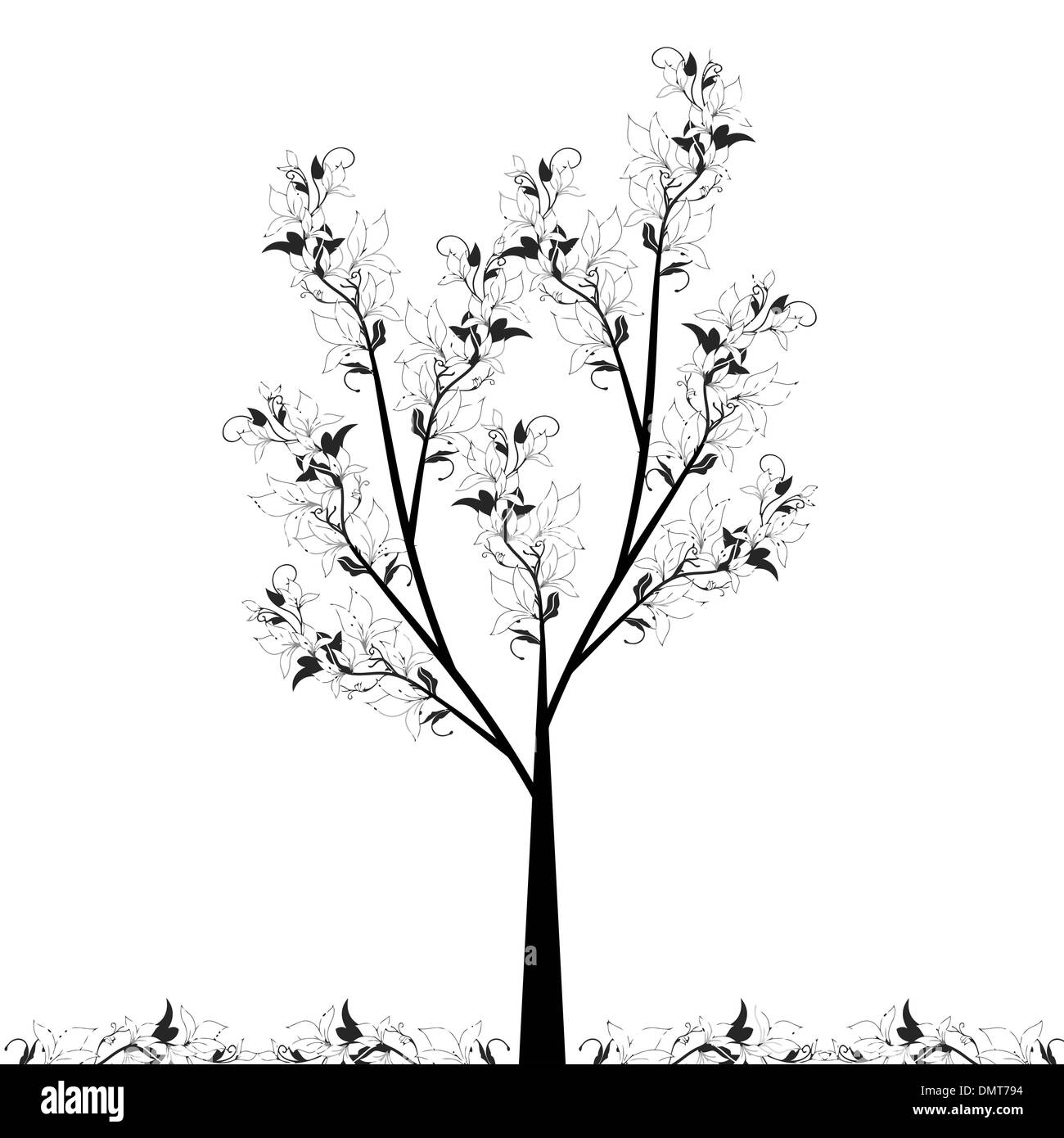 Green tree art Black and White Stock Photos & Images - Alamy