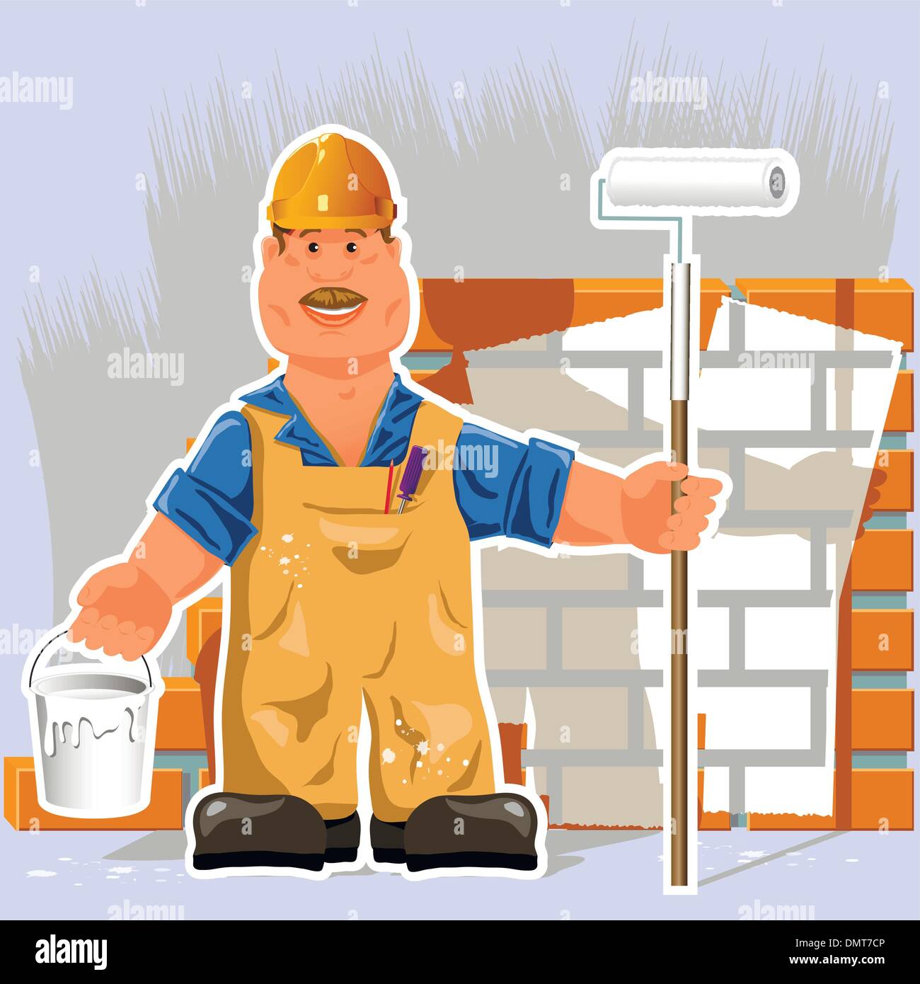 Painter man work bucket Stock Vector Images - Alamy