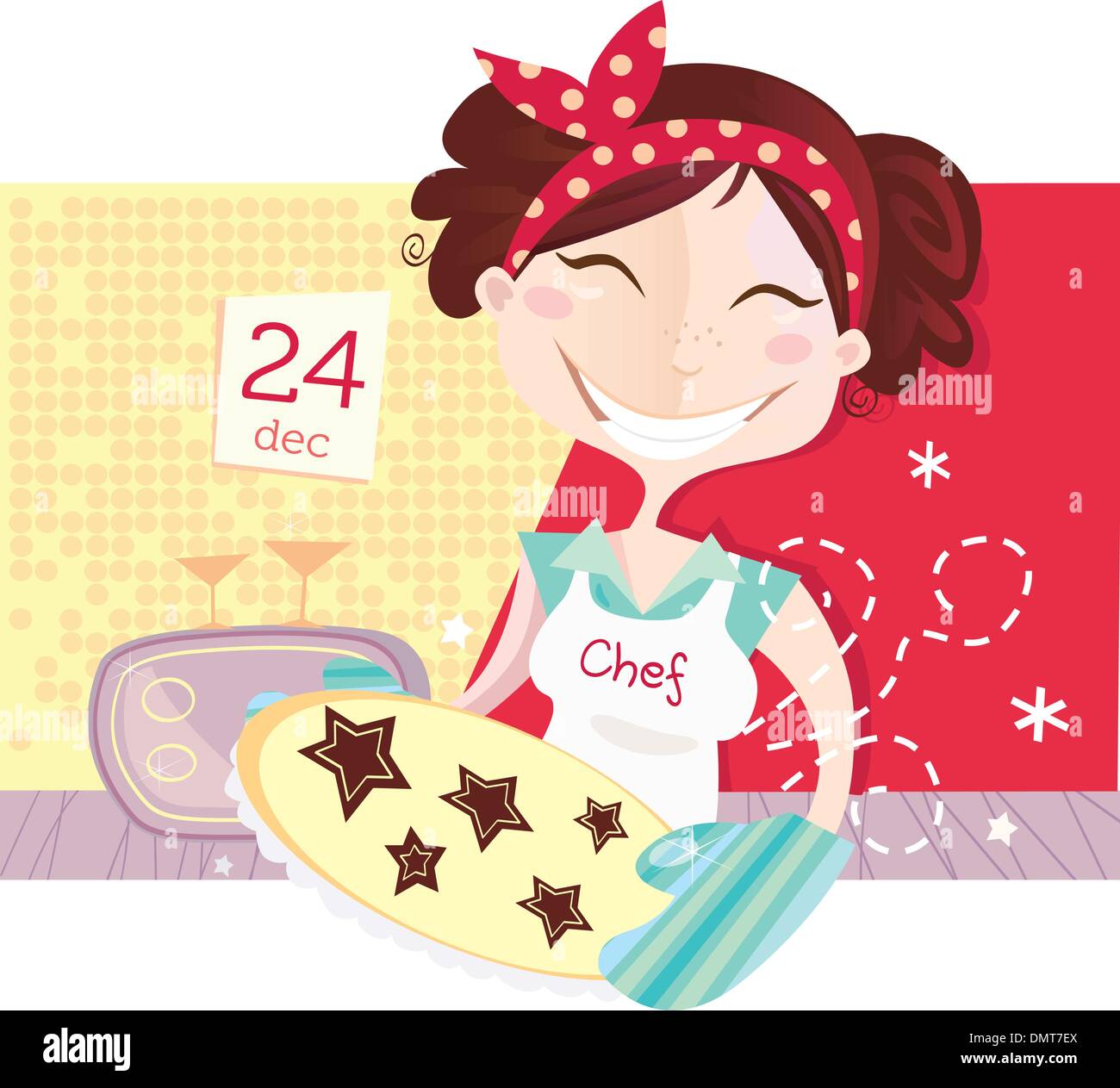 Woman kitchen christmas food Stock Vector Images - Alamy