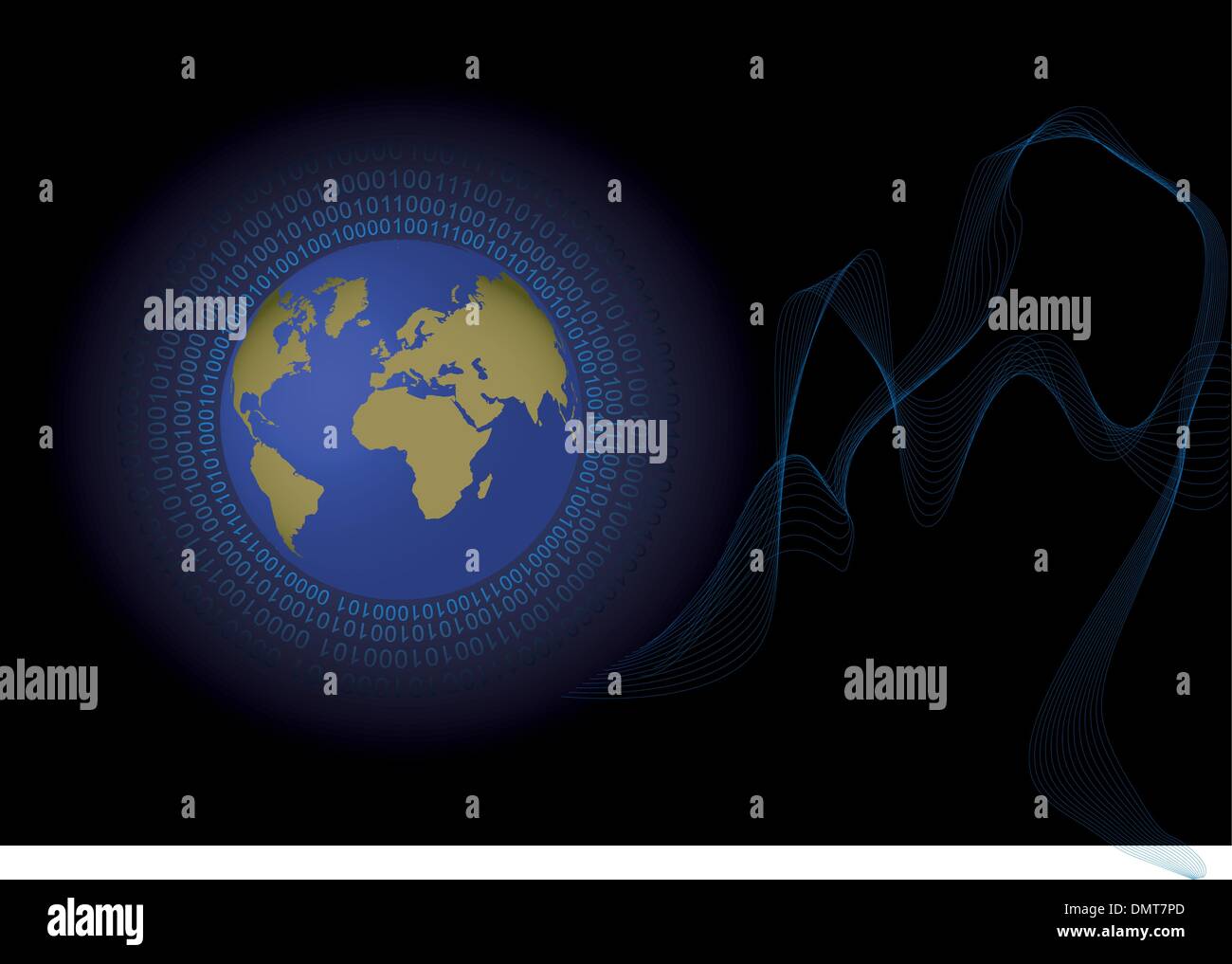 Illustration world map binary Stock Vector Images - Alamy