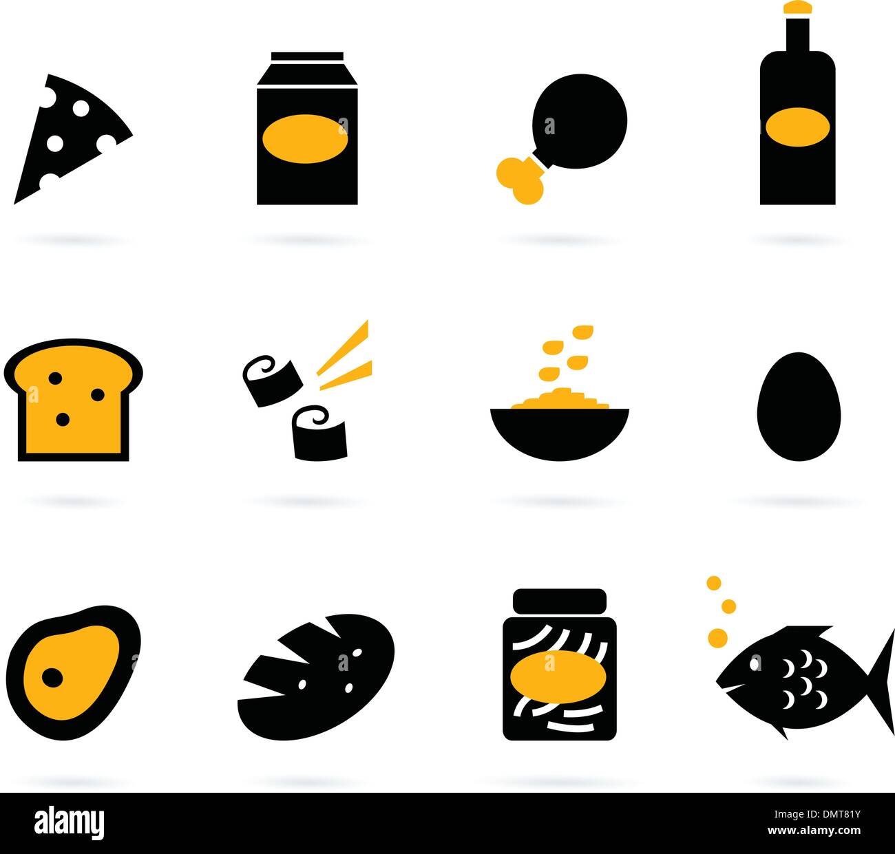 Vector black icons pasta hi-res stock photography and images - Alamy