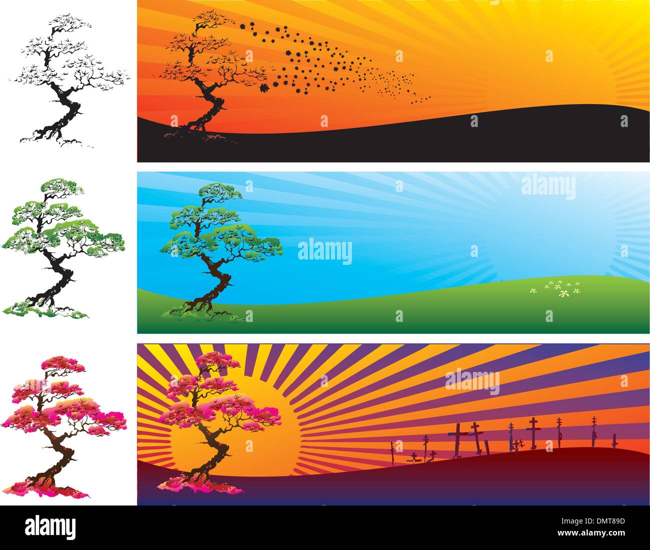 Summer landscape tree in Stock Vector Images - Alamy