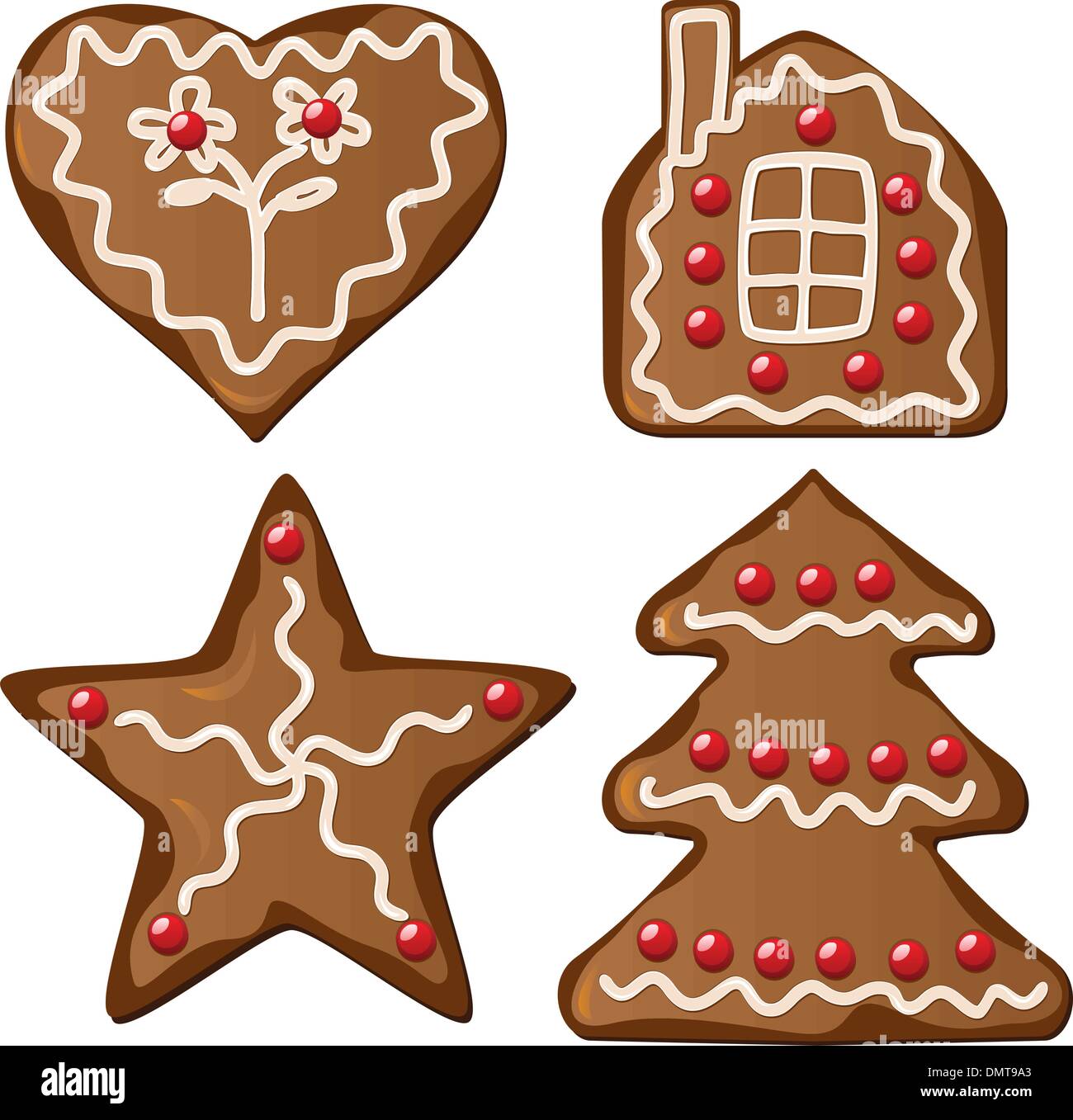 Delicious gingerbread cookies icing Stock Vector Images - Alamy