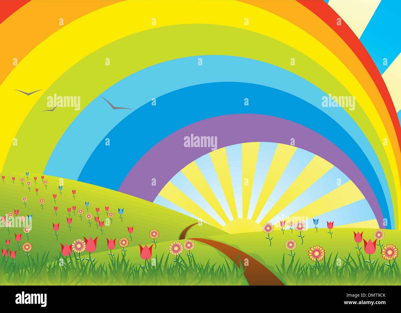 Blue sky over land Stock Vector Images - Alamy