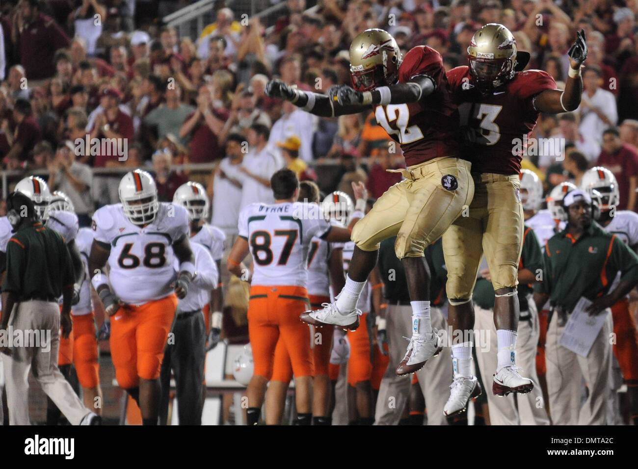 Florida State linebackers, Nigel Bradham and Nigel Carr, celebrate a ...