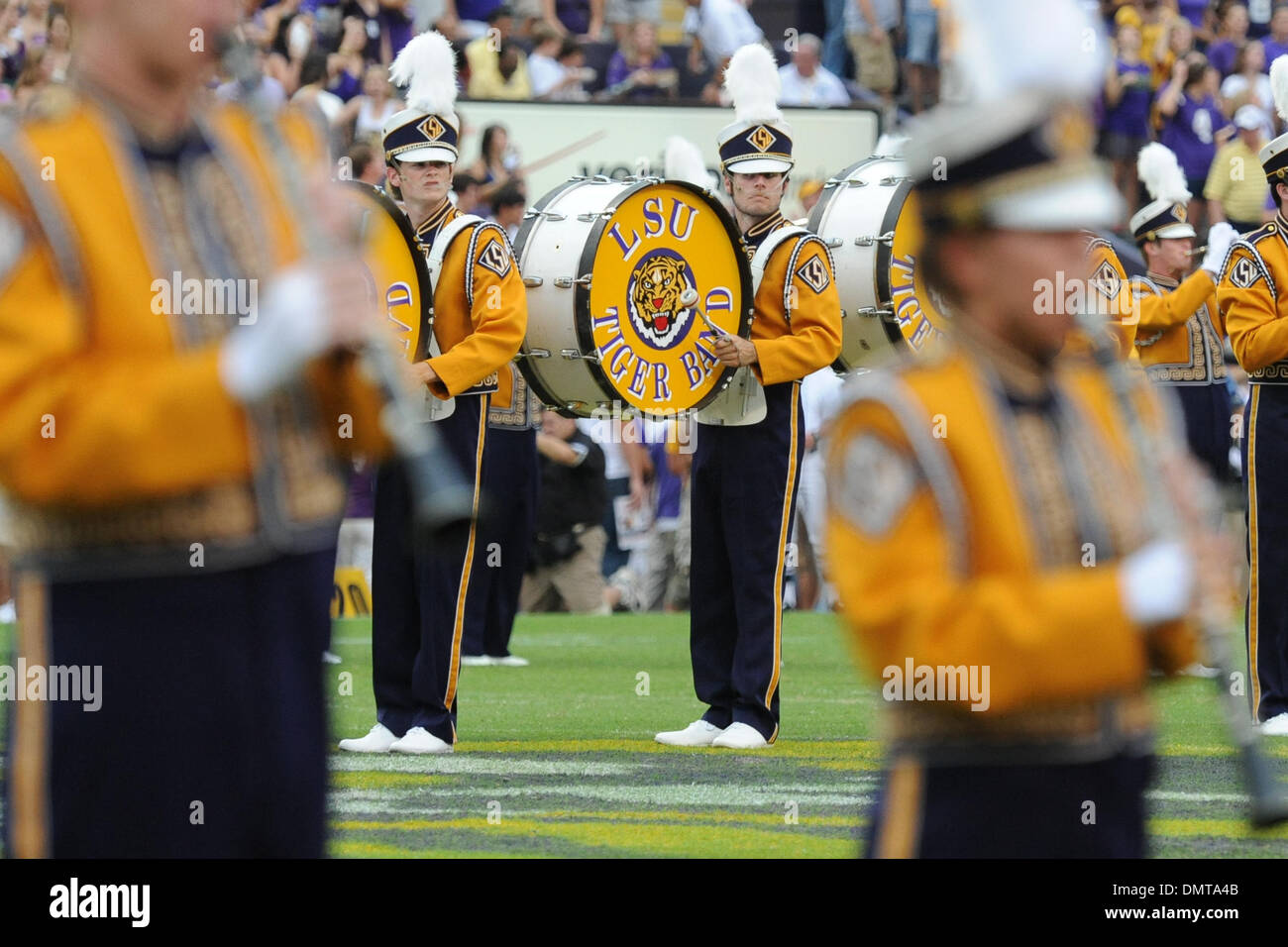 The LSU Band takes the field prior to Saturday nights contest between ...