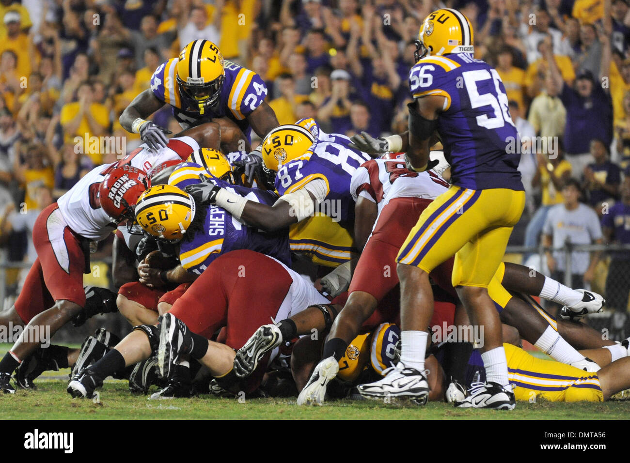 The LSU defense makes a goal line stand during Saturday nights contest ...