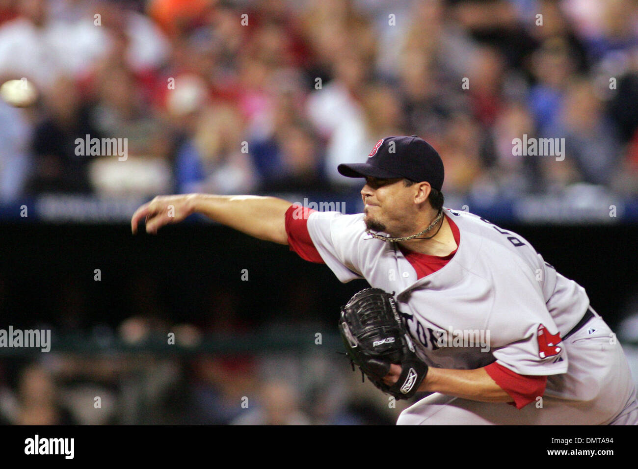 Boston Red Sox starting pitcher Josh Beckett pitches during the Red Sox ...