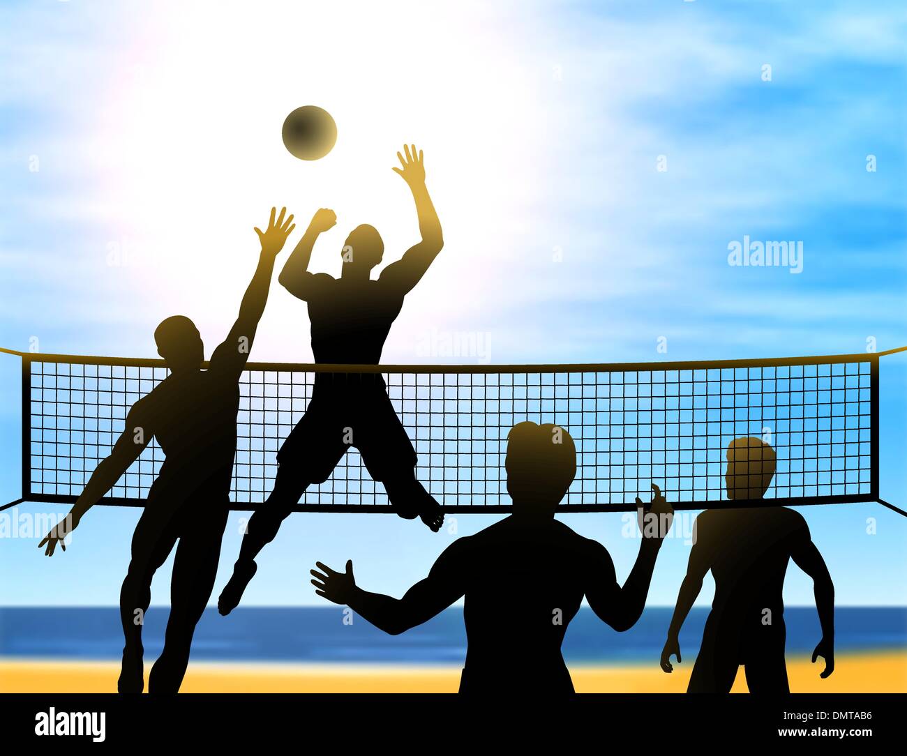 Men volleyball player silhouette vector hi-res stock photography and ...