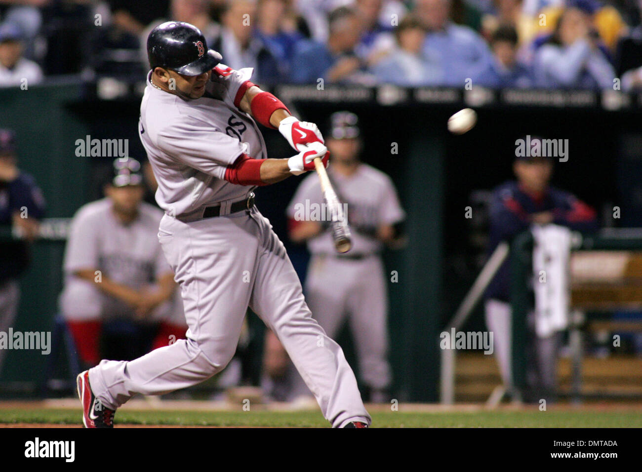 Boston Red Sox shortstop Alex Gonzalez makes contact during the Red Sox ...