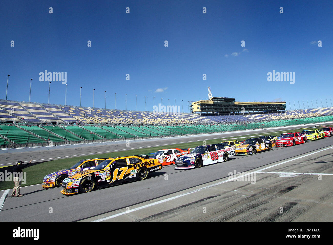 Drivers line up and wait for Price Chopper 400 practice to start Friday ...