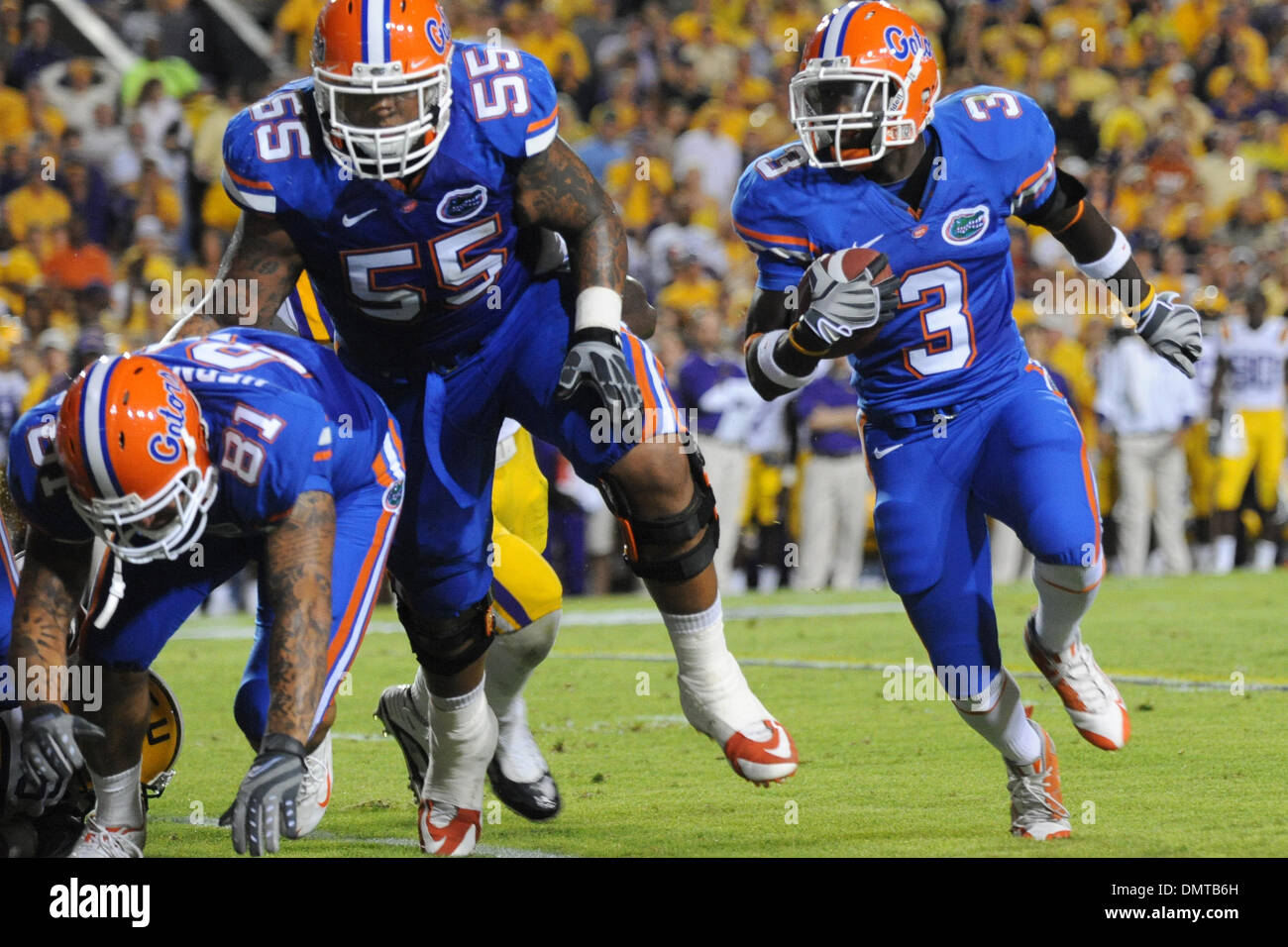 Florida running back, #3 Chris Rainey, follows his blockers during ...