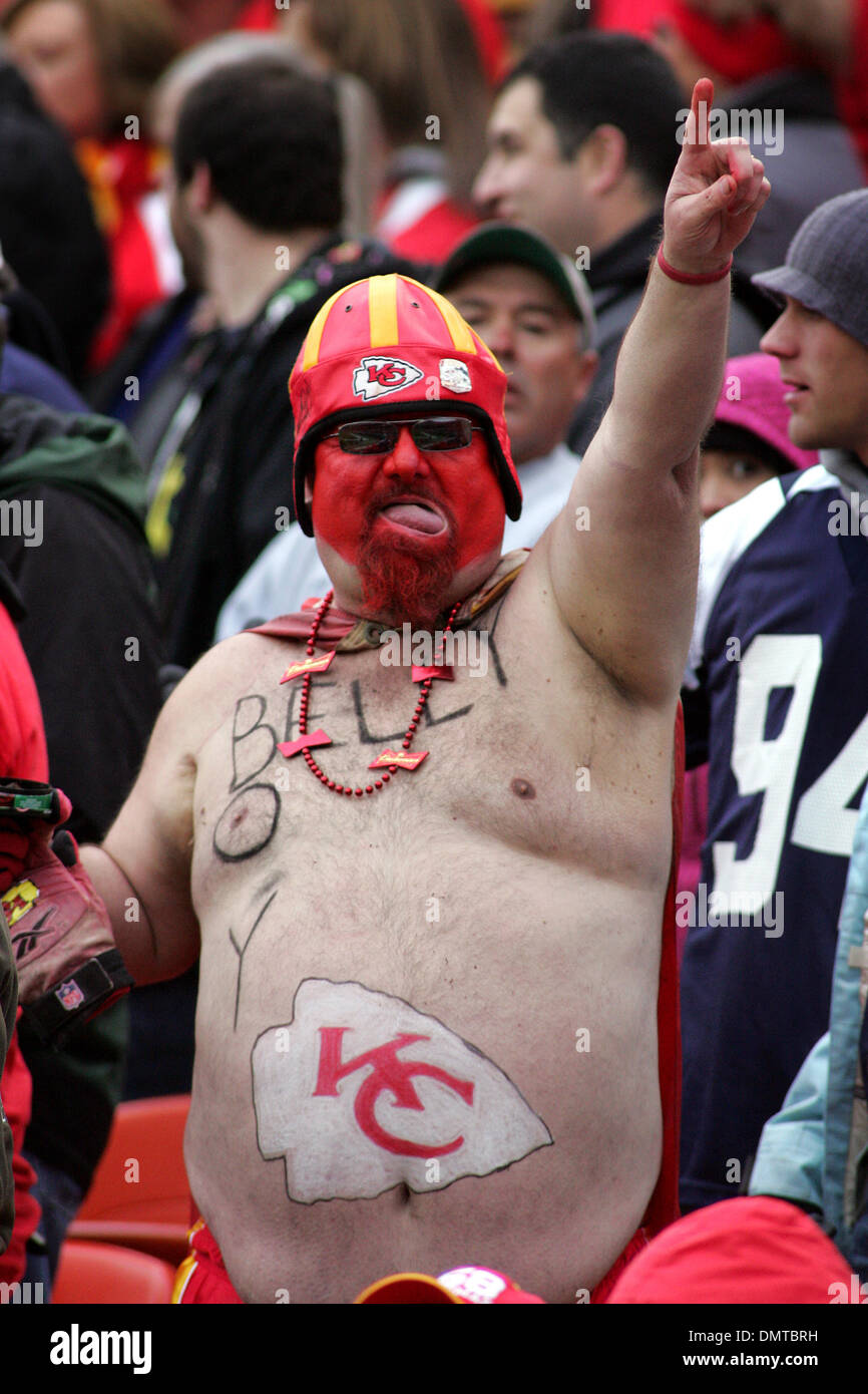A Chiefs fan, ''Belly Boy'', cheers during the Cowboy's 26-20 victory ...
