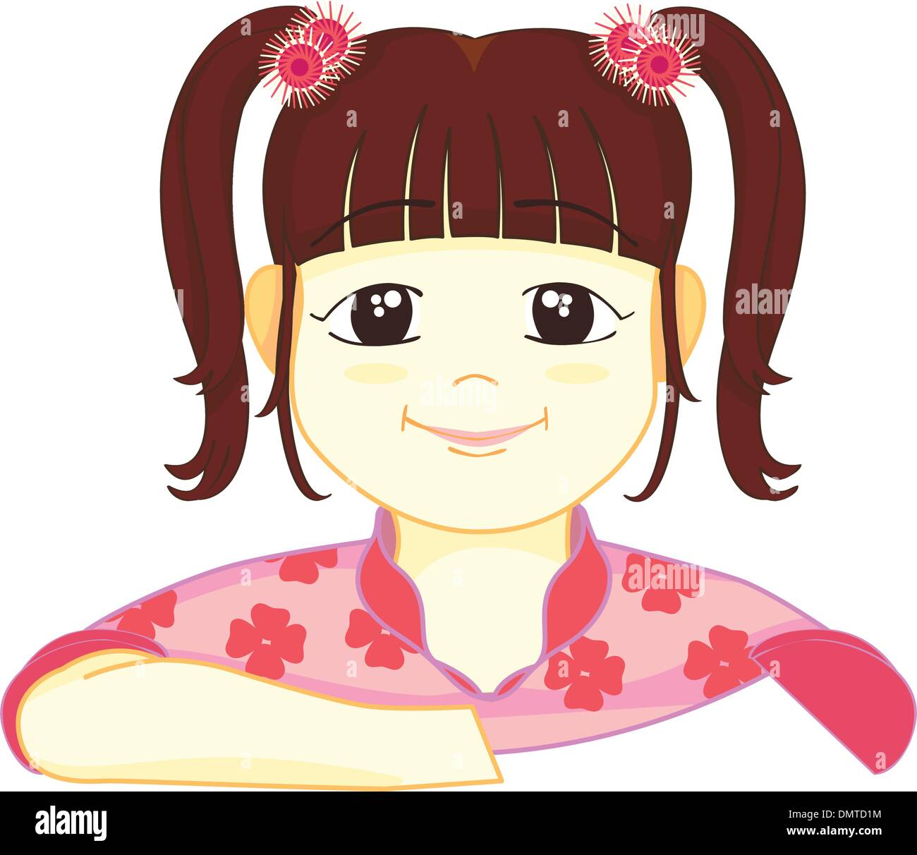 Little girl with computer Stock Vector Images - Alamy