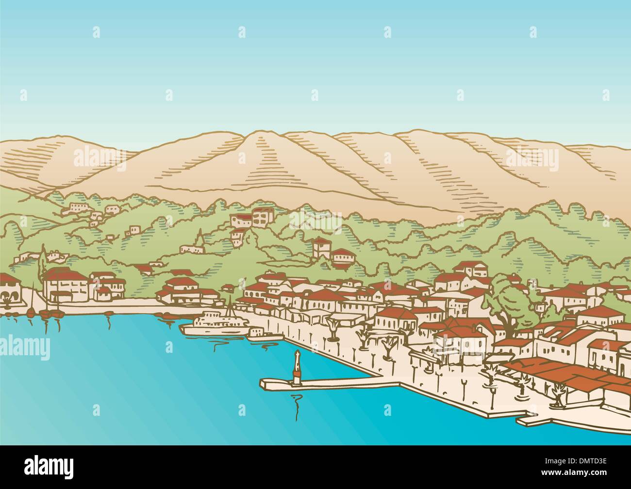 Village by the sea Stock Vector Image & Art - Alamy