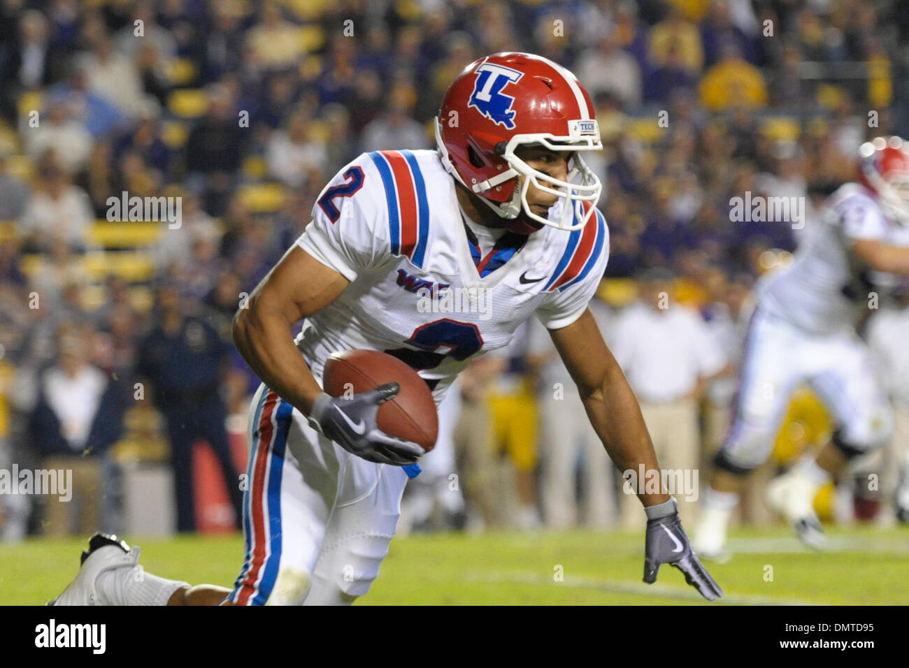 La. Tech wide receiver, #2 Lyle Fitte, carries the ball during a game ...