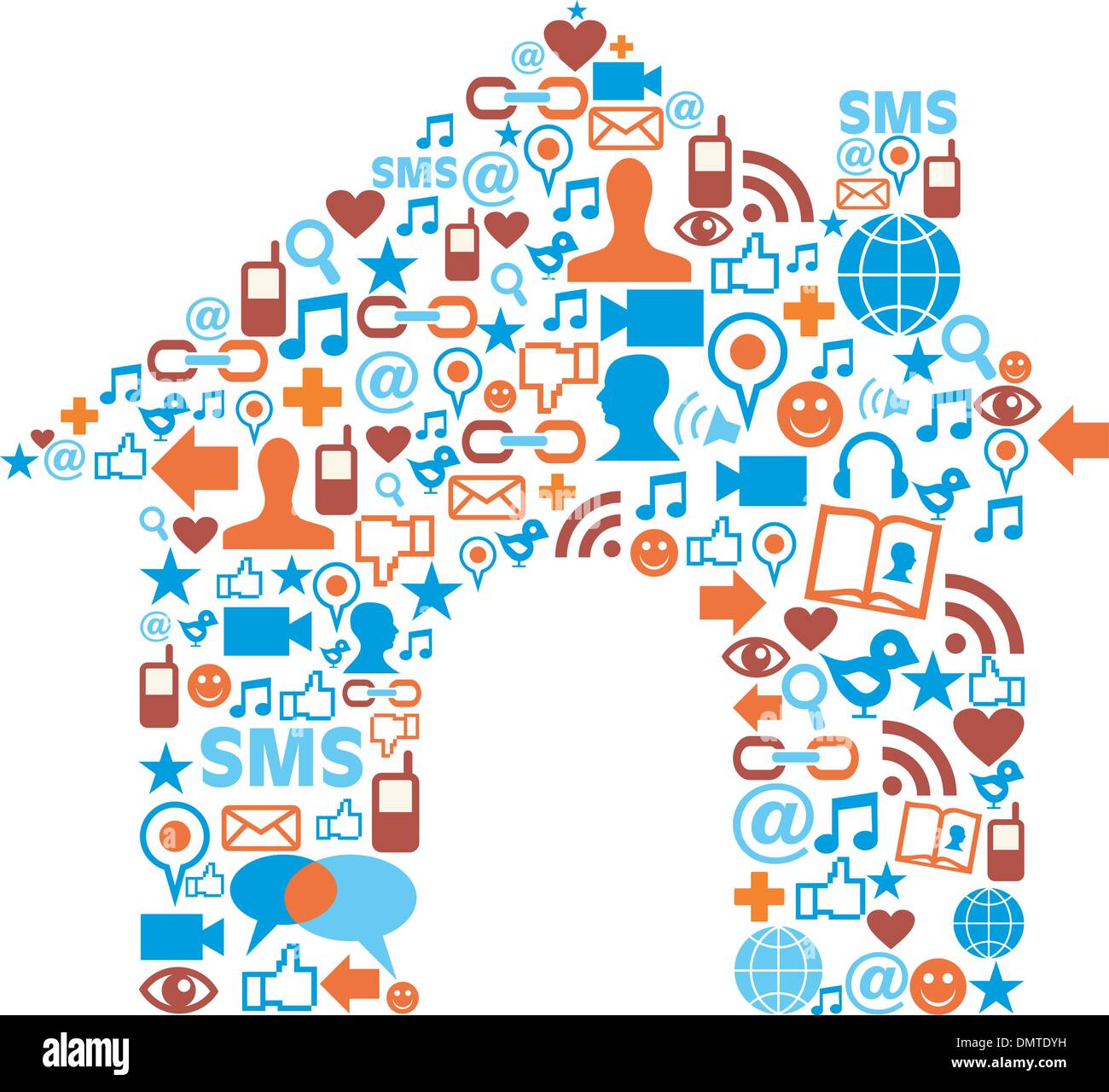 House symbol with media icons texture Stock Vector Image & Art - Alamy