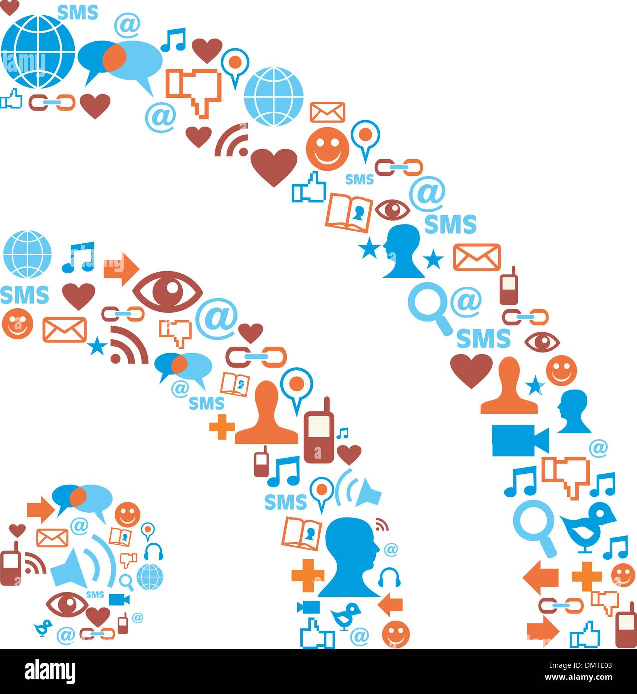 RSS symbol with media icons texture Stock Vector Image & Art - Alamy