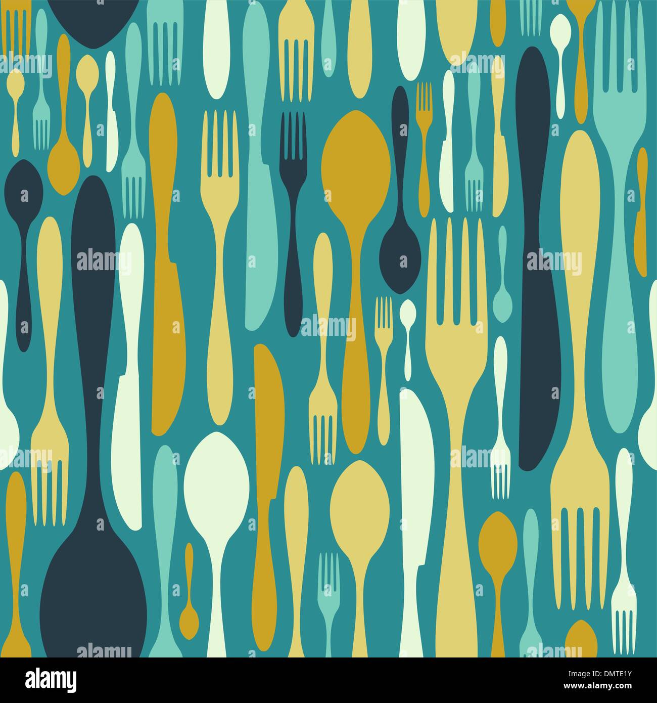 Seamless cutlery pattern in blue Stock Vector Image & Art - Alamy