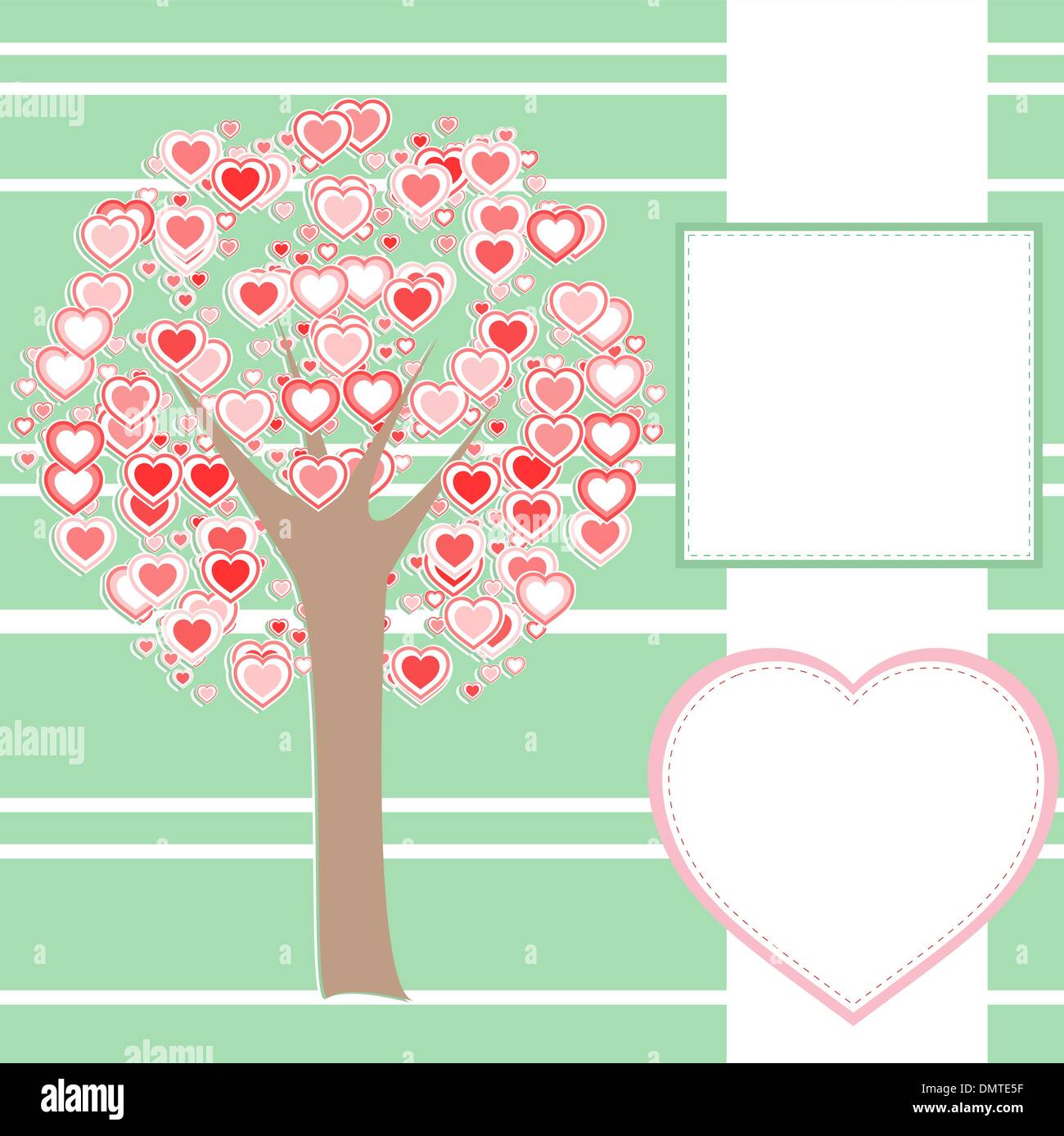 stylized love tree made of hearts with a message Stock Vector Image ...