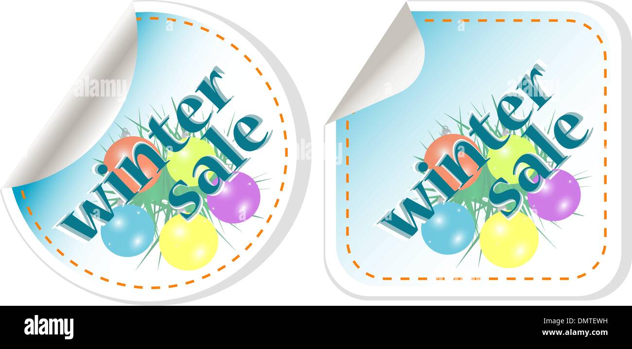Winter Sale stickers vector set with christmas balls Stock Vector Image ...
