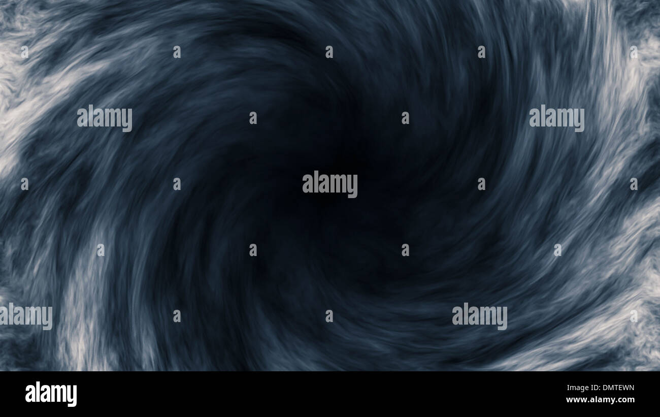 Illustrated background of a cloud vortex spinning into a dark hole ...